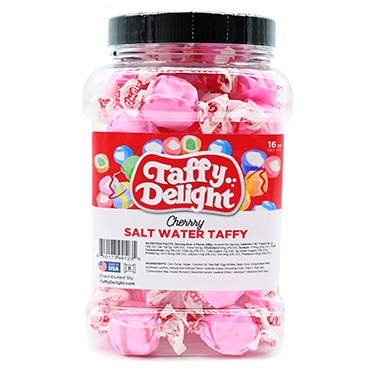 Taffy Delight Cherry Salt Water Taffy 16oz Jar - TaffyDelight.com